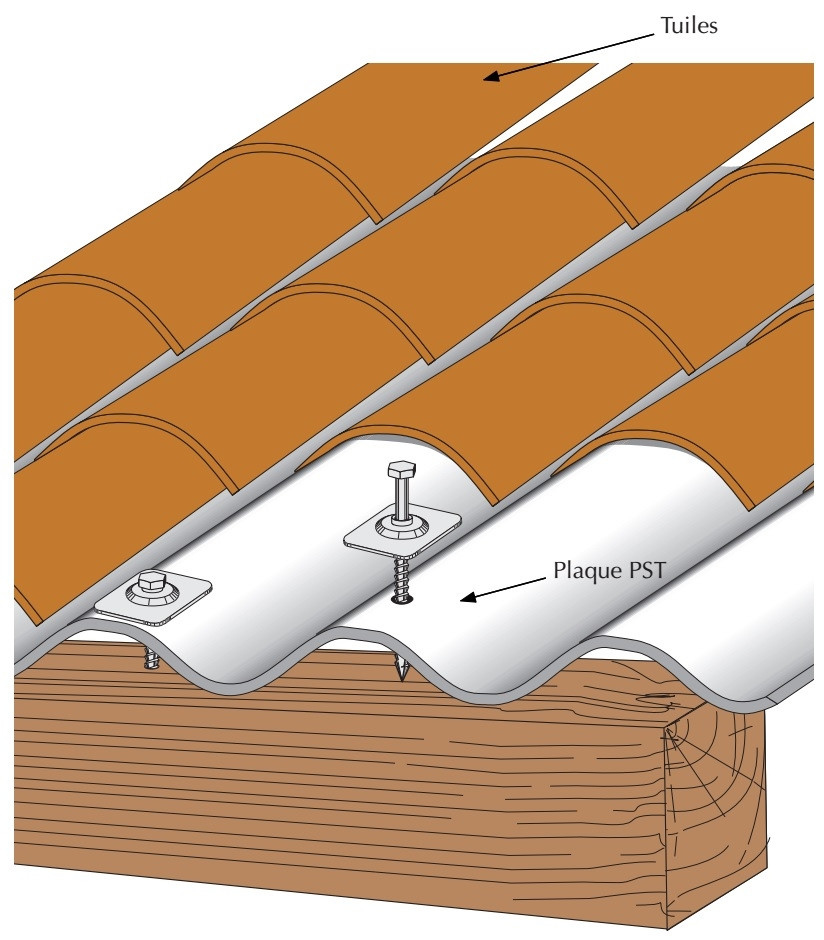 Plaque sous tuile : tirefond 3 en 1 à visser - Faynot