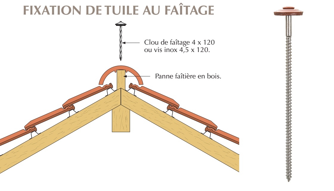 Faitage : vis faitage pour fixation de tuile - Faynot